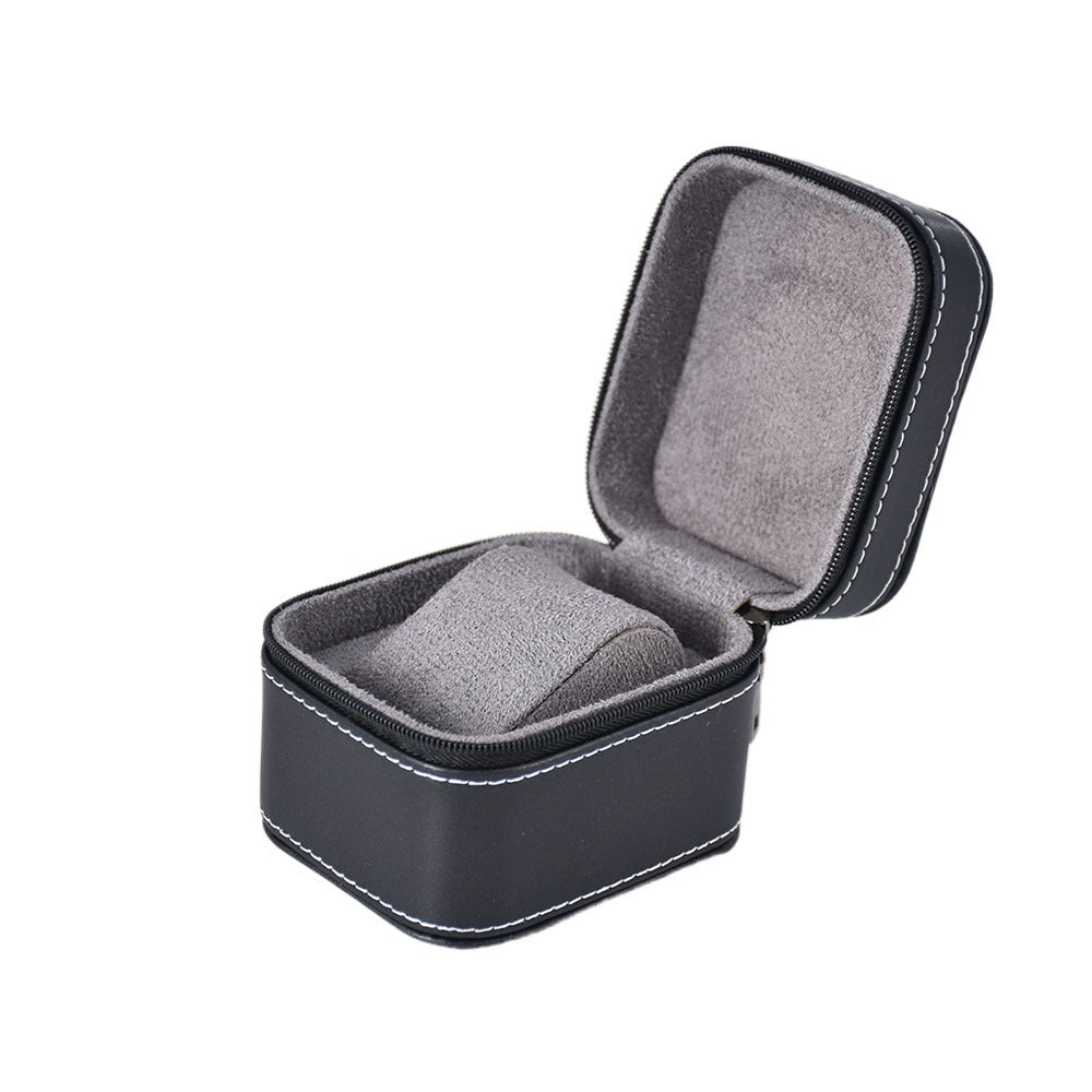 PU Leather Orange Single Watch Boxes with Removable Cushion Rounded ...
