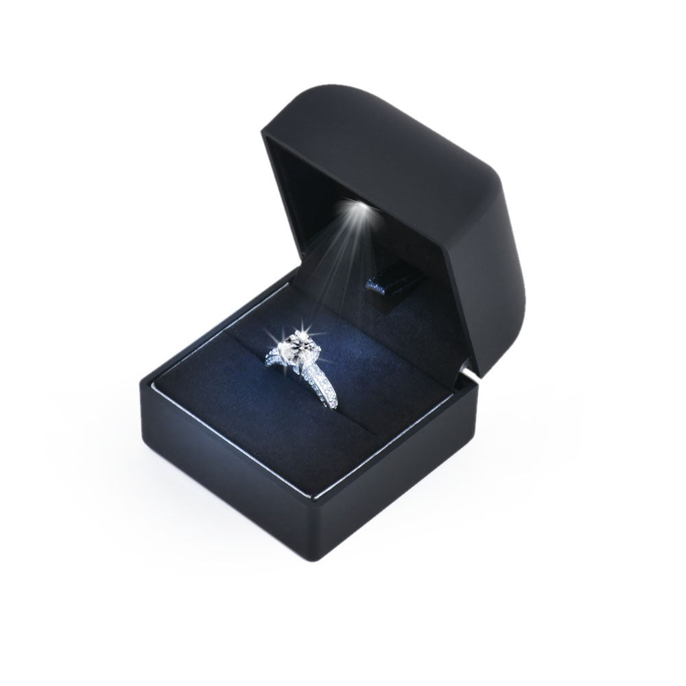 New Mini Arched Shape Square Ring Box with Led Light in Beige Black ...