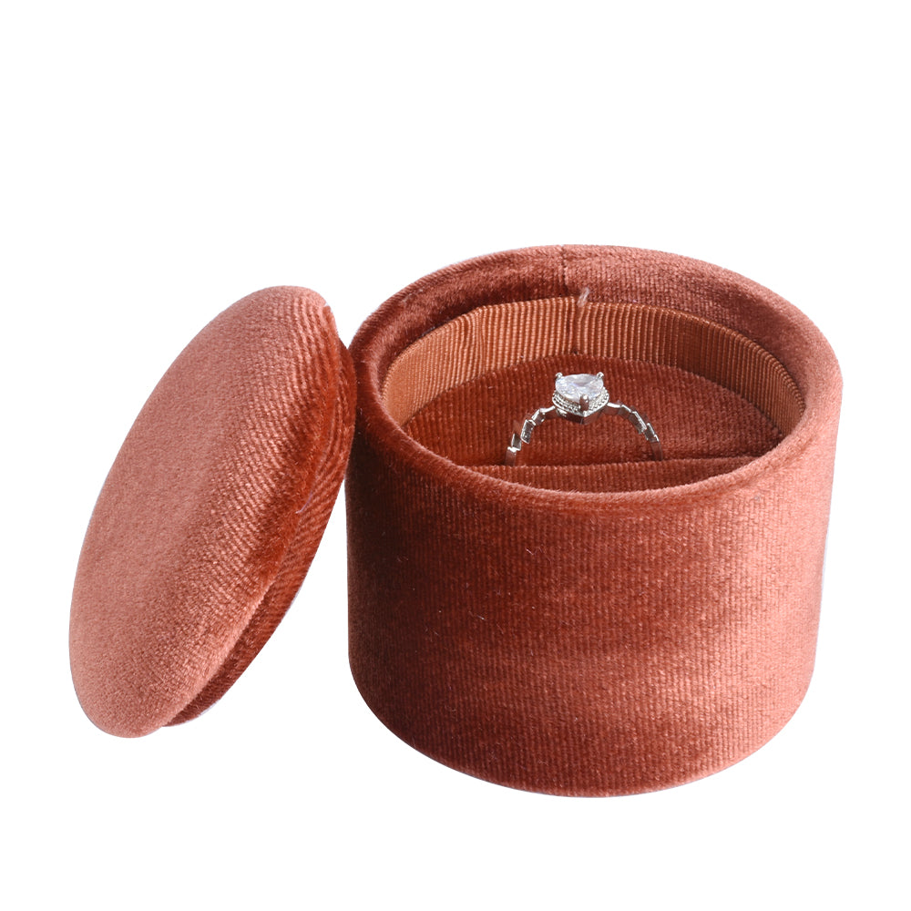 JEWELLER BUY Vintage Round Velvet Russet-Red Boxes with a Beret-Like ...