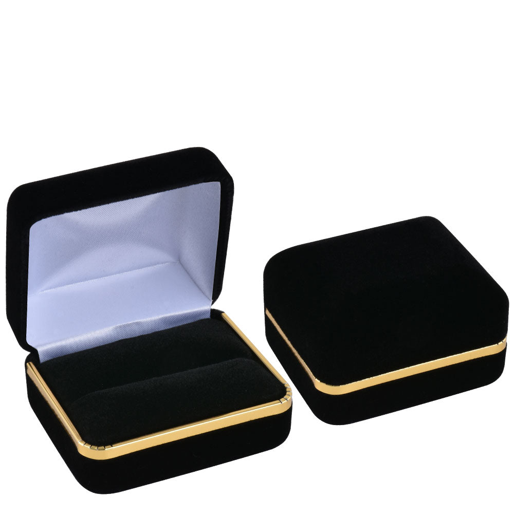 Black Velvet Double Ring Boxes with Gold Trim,Price For 12PCS ...