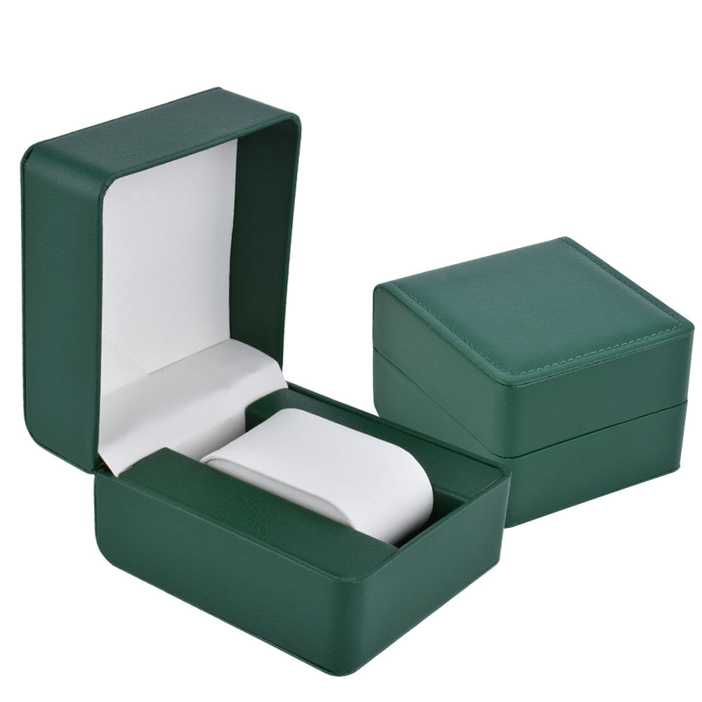 PU Leather Green Single Watch Boxes with Removable Cushion Rounded ...