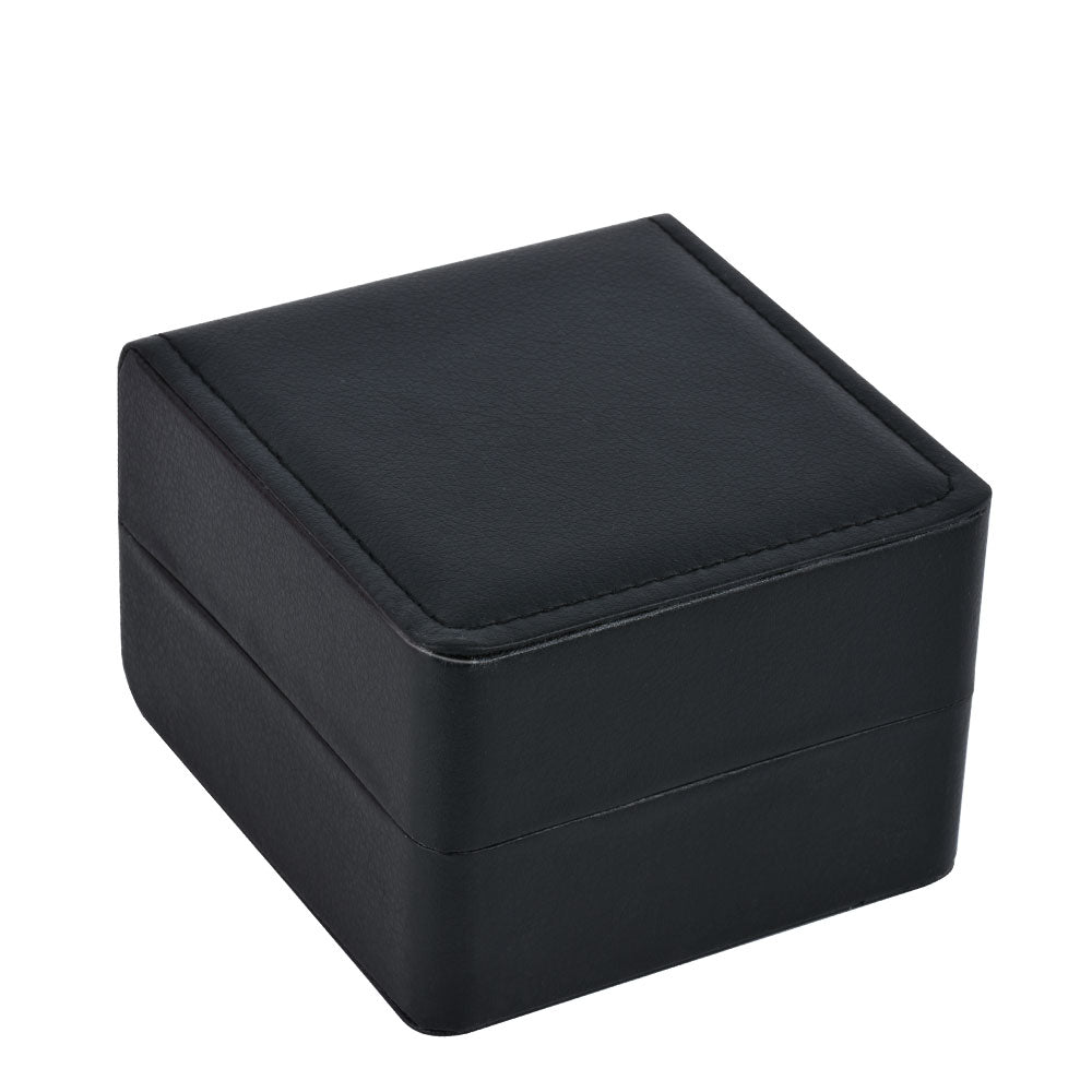 PU Leather Black Single Watch Boxes with Removable Cushion Rounded ...